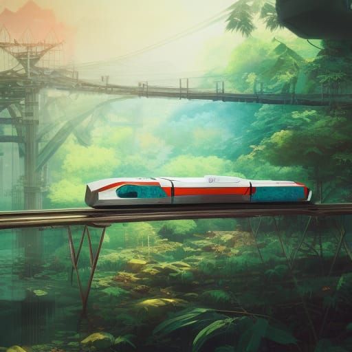 Maglev train crossing the wastelands - AI Generated Artwork - NightCafe ...