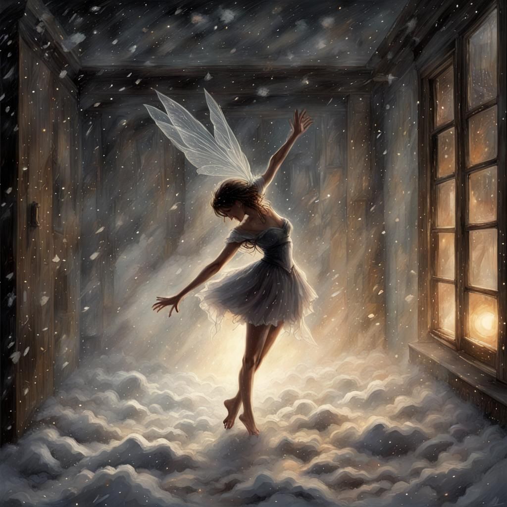 snow fairy dances with joy during a storm - AI Generated Artwork ...