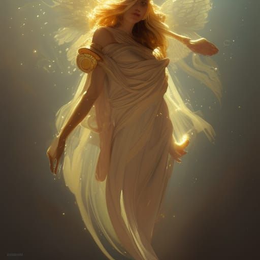 Beautiful Woman Angel with Golden Skin - AI Generated Artwork ...