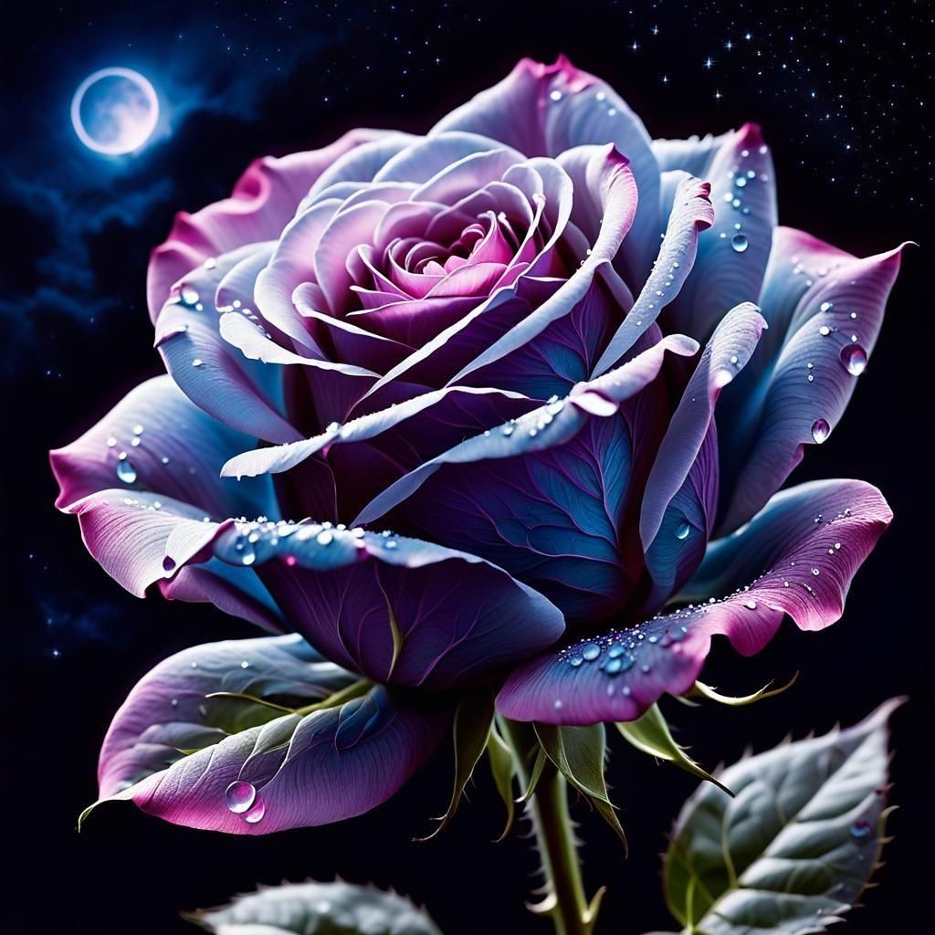 A hauntingly beautiful image of a rose made entirely of energy, glowing ...