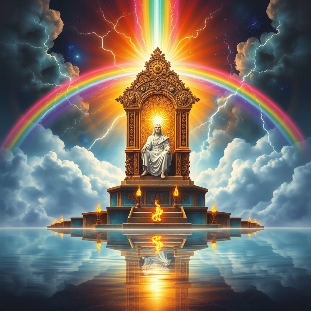 Divine Throne in Celestial Splendor - AI Art