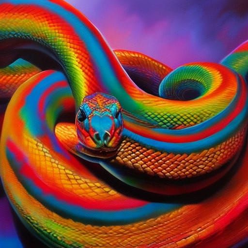 Psychedelic rainbow snake - AI Generated Artwork - NightCafe Creator