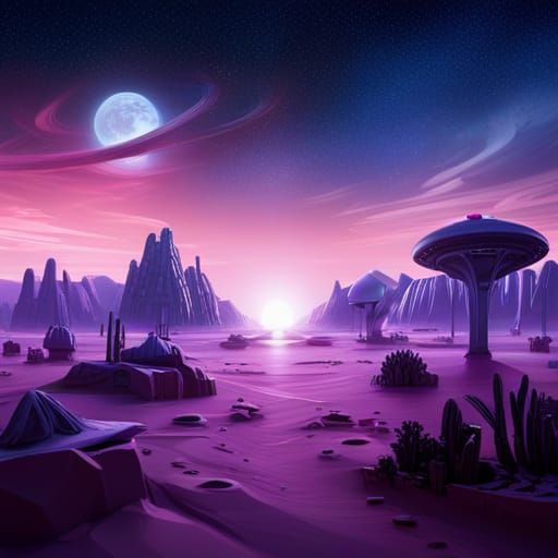 Alien village in desert - AI Generated Artwork - NightCafe Creator