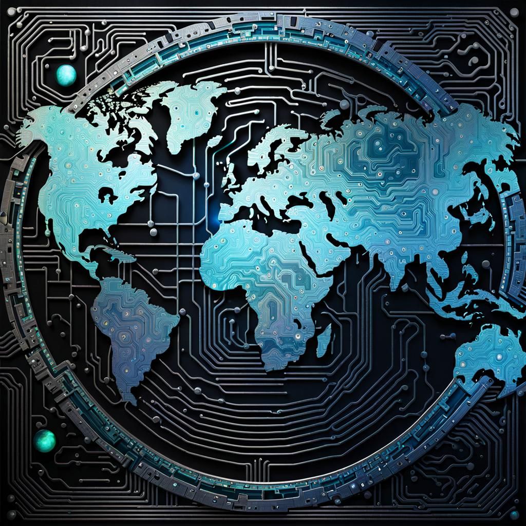 Pcb circuit board worldmap - AI Generated Artwork - NightCafe Creator