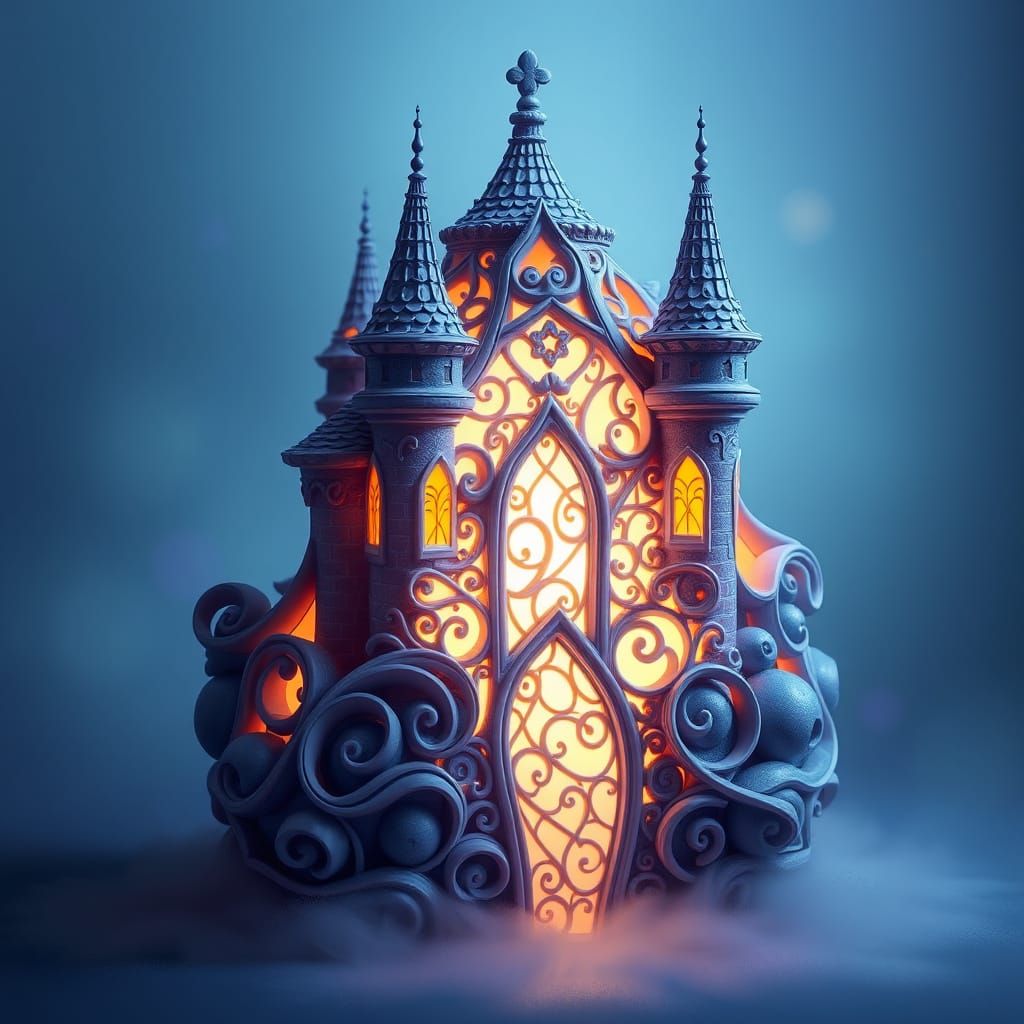 Surreal Blueberry Castle Erupts with Ethereal Ligh... - AI Art