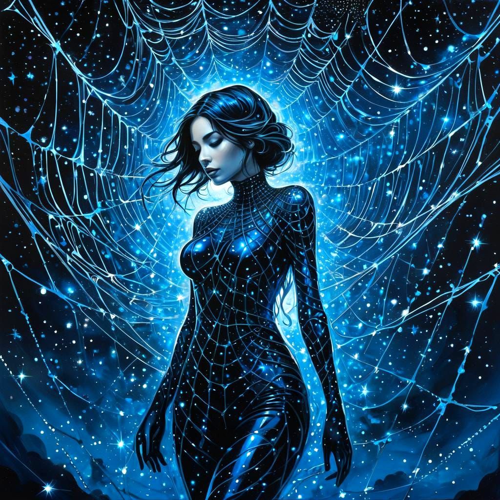 Beautiful graffiti wall art Liquid ink painting, woman entangled in a ...