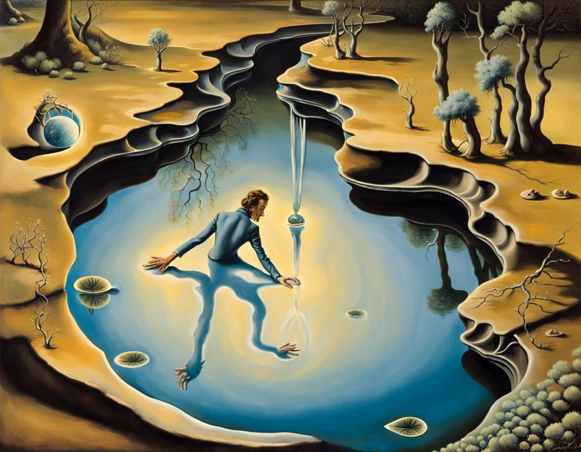 (Optical illusion by Salvador Dali, M.C. Escher:1.9): (of a Refracted ...