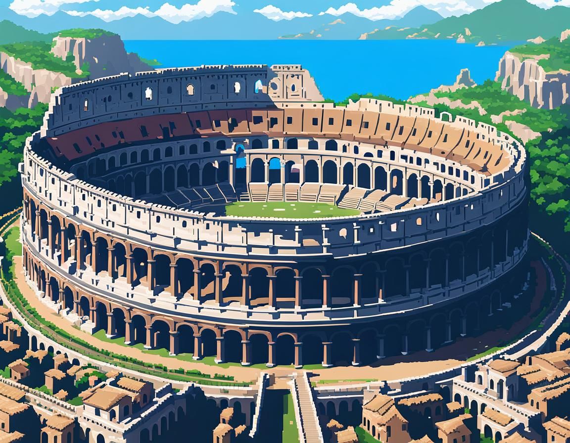 Pixel Art Roman Colosseum - AI Generated Artwork - NightCafe Creator