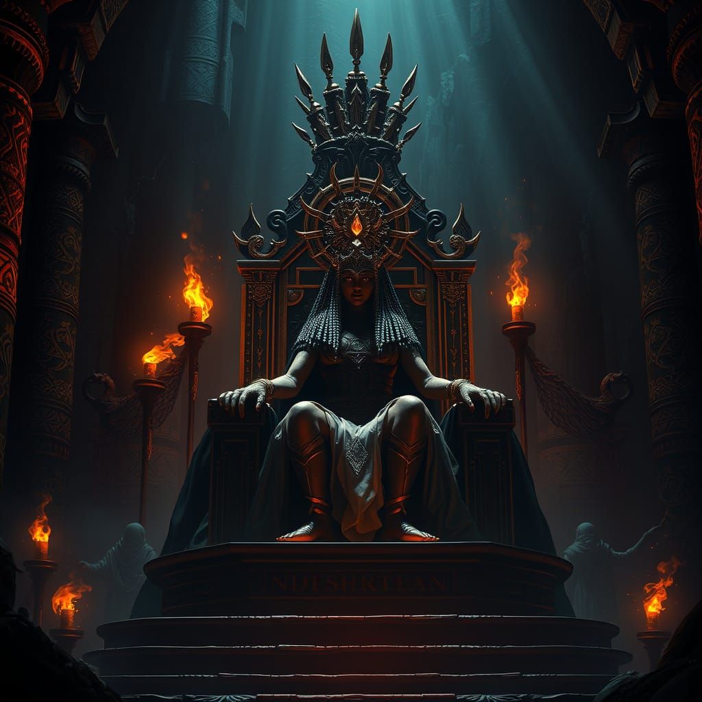 Ereshkigal, Mesopotamian Goddess of the Underworld... - AI Art