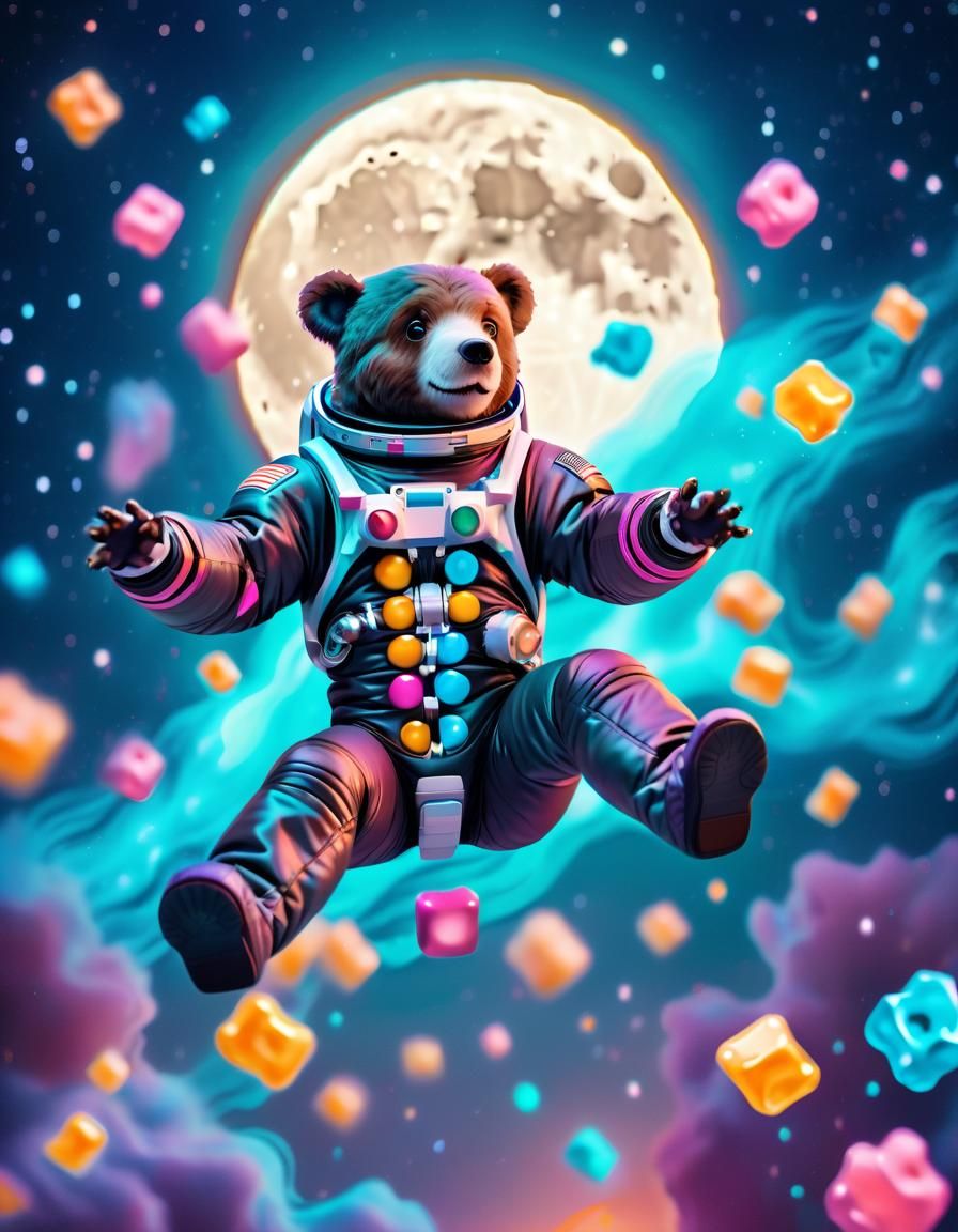 Space bear in the candy galaxy - AI Generated Artwork - NightCafe Creator