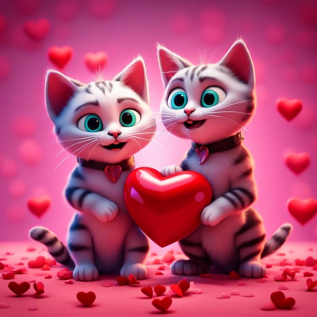Two cats celebrate Valentine’s Day. - AI Generated Artwork - NightCafe ...