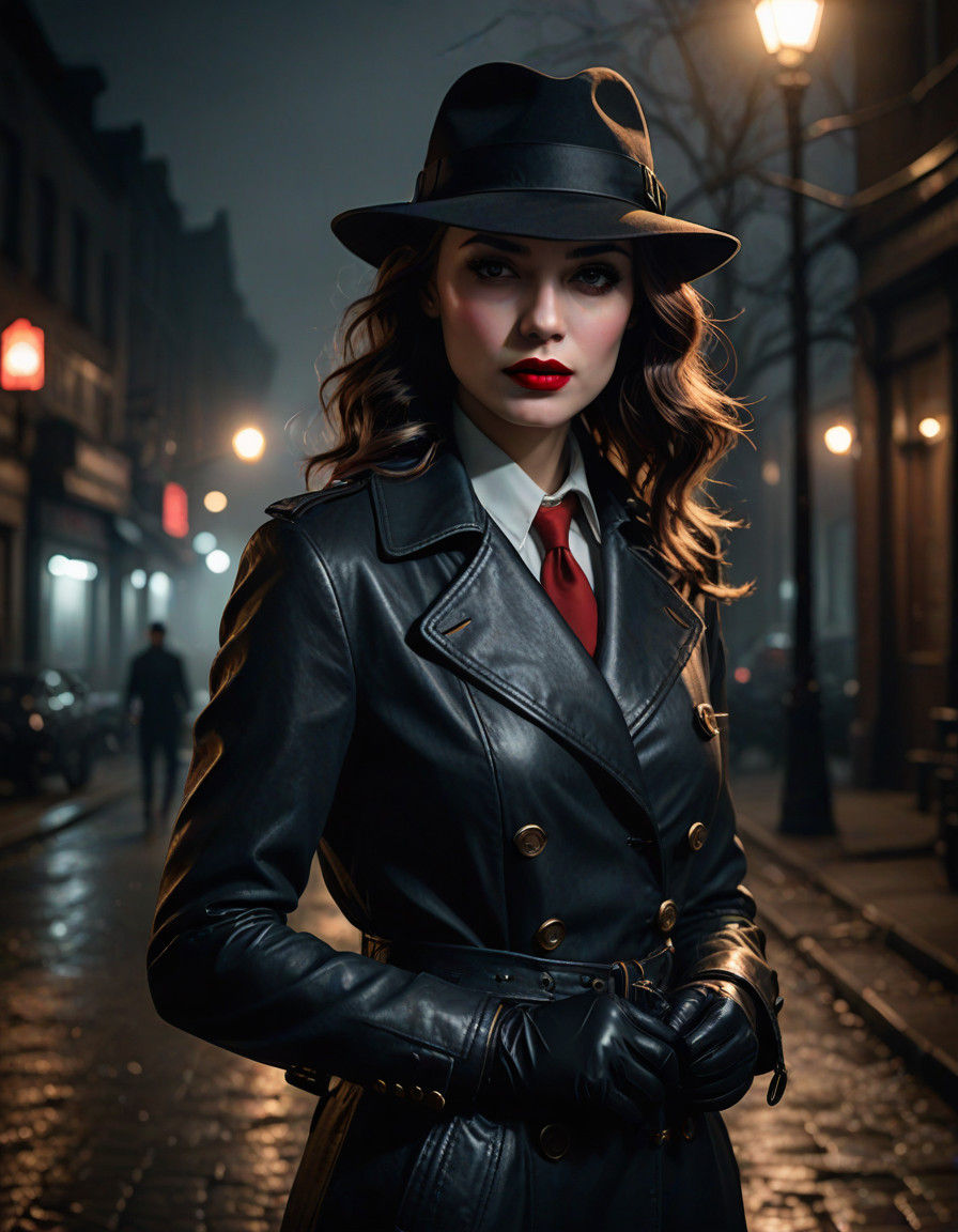 Lady detective... - Mysterious Lady Detective in Foggy Night