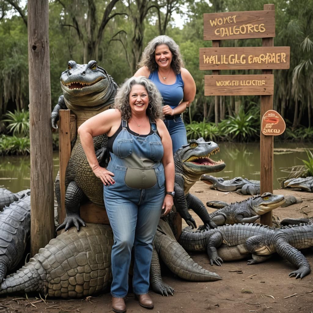 Workers at the alligator farm - AI Generated Artwork - NightCafe Creator