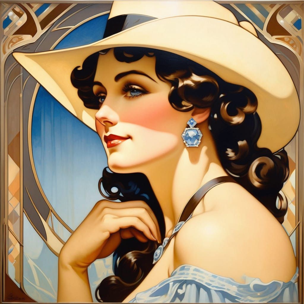 Mucha Beauty - Elegant Art Deco Couple in Harmony