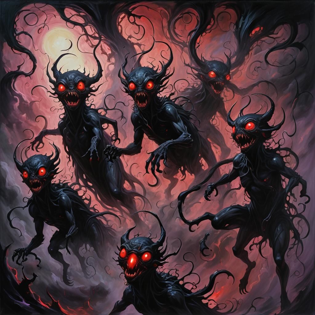 Creature Feature - Dark Fantasy Oil Painting: Swirling Tendr...