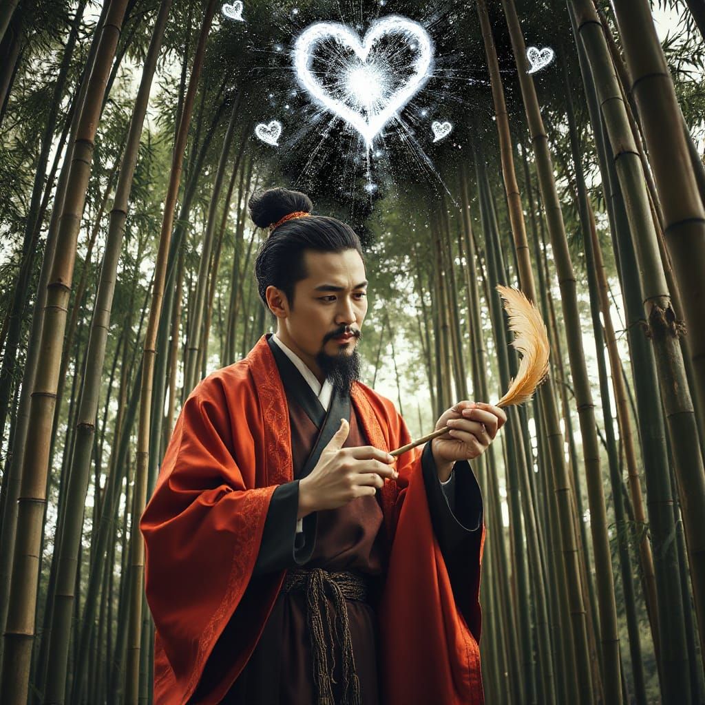 Dancing heart - Ming Dynasty Scholar in Surreal Bamboo Fores...
