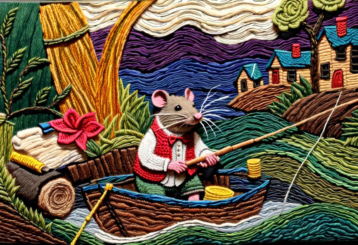 Embroidered Ratty from "Wind in The Willows" - AI Generated Artwork ...