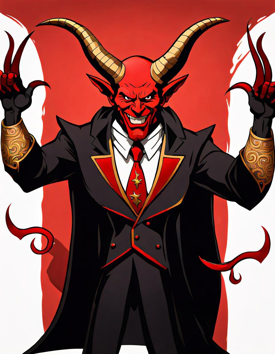 Villian, devil, (Disney renaissance style), fantasy, fancy modern suit ...
