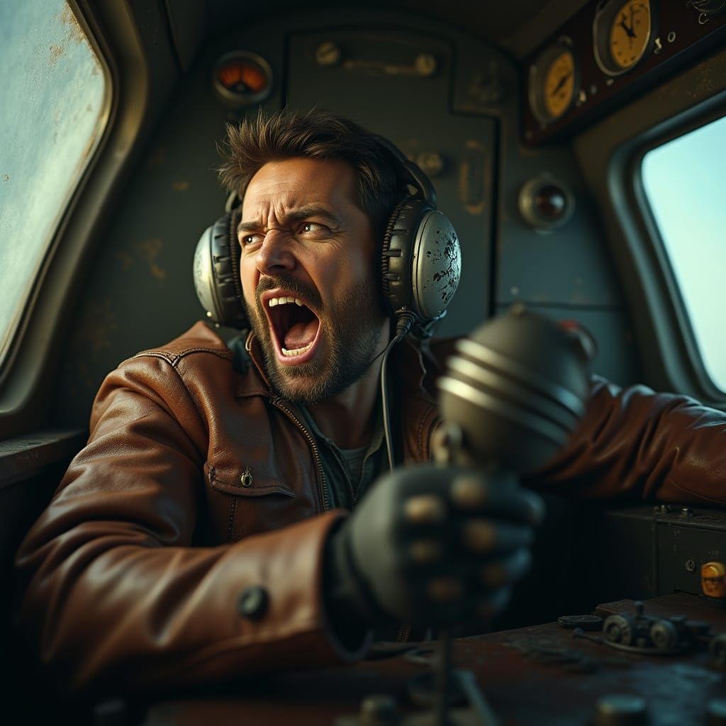 pilot screaming on microphone - Pilot Unleashes Fury in Retr...