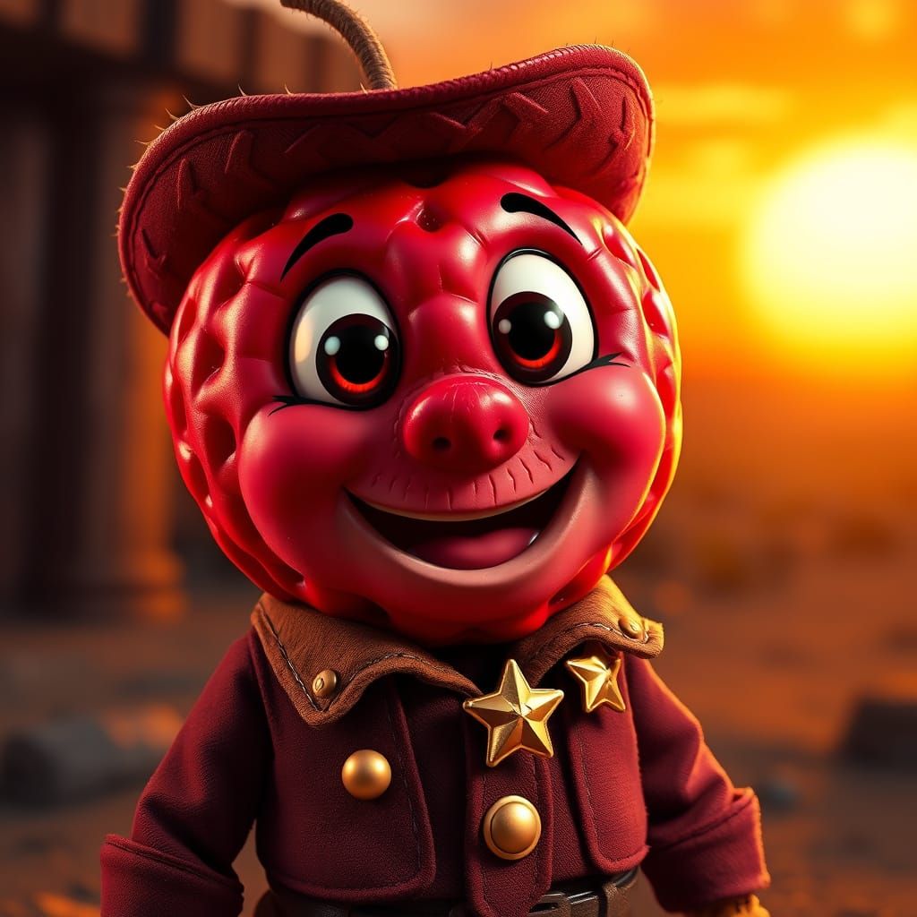 Raspberry Cowboy in Sunset Regalia - AI Art