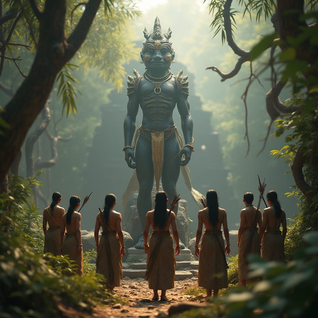 Serpent Deity Ananta-Sésa Surrounded by Naga Hunte... - AI Art