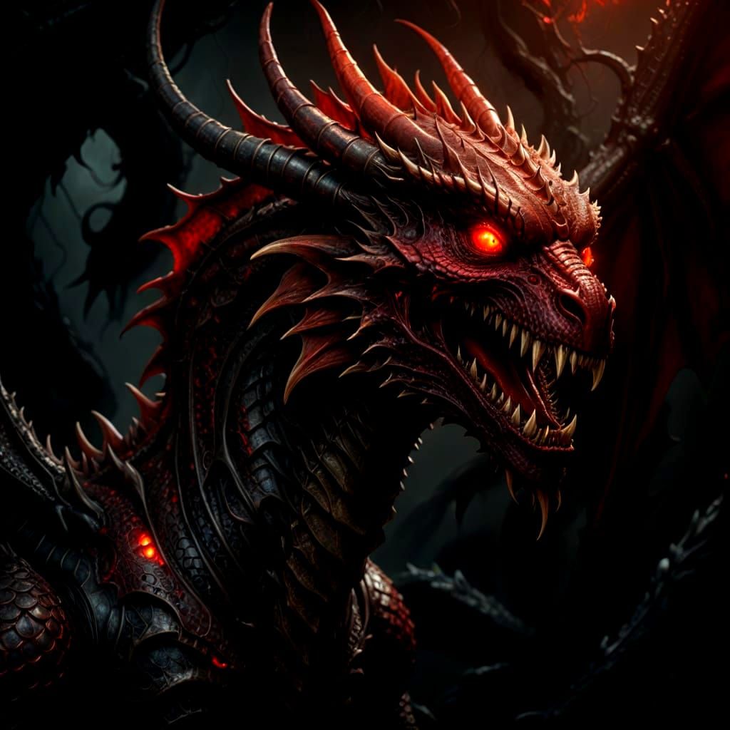 Dark Drax - Biomechanical Horror Art: The Great Red Dragon
