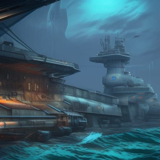 Underwater Military Sea Base - AI Generated Artwork - NightCafe Creator