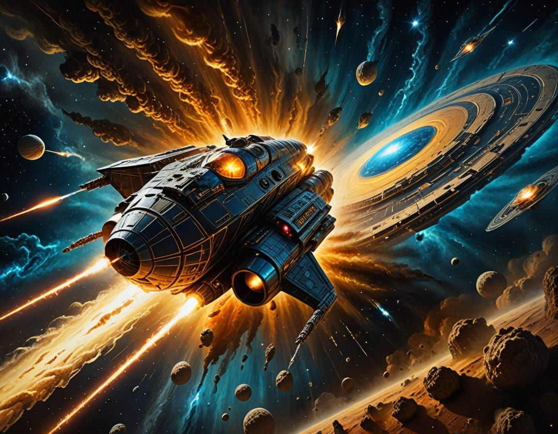 Rogue spaceship - Surreal Cosmic Nebula Masterpiece with Rog...