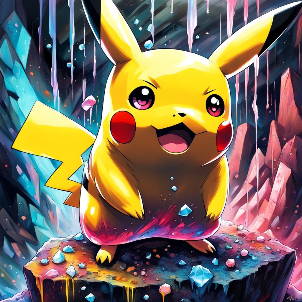 Pikachu in a magical and pearlescent Crystal Cave - AI Generated ...