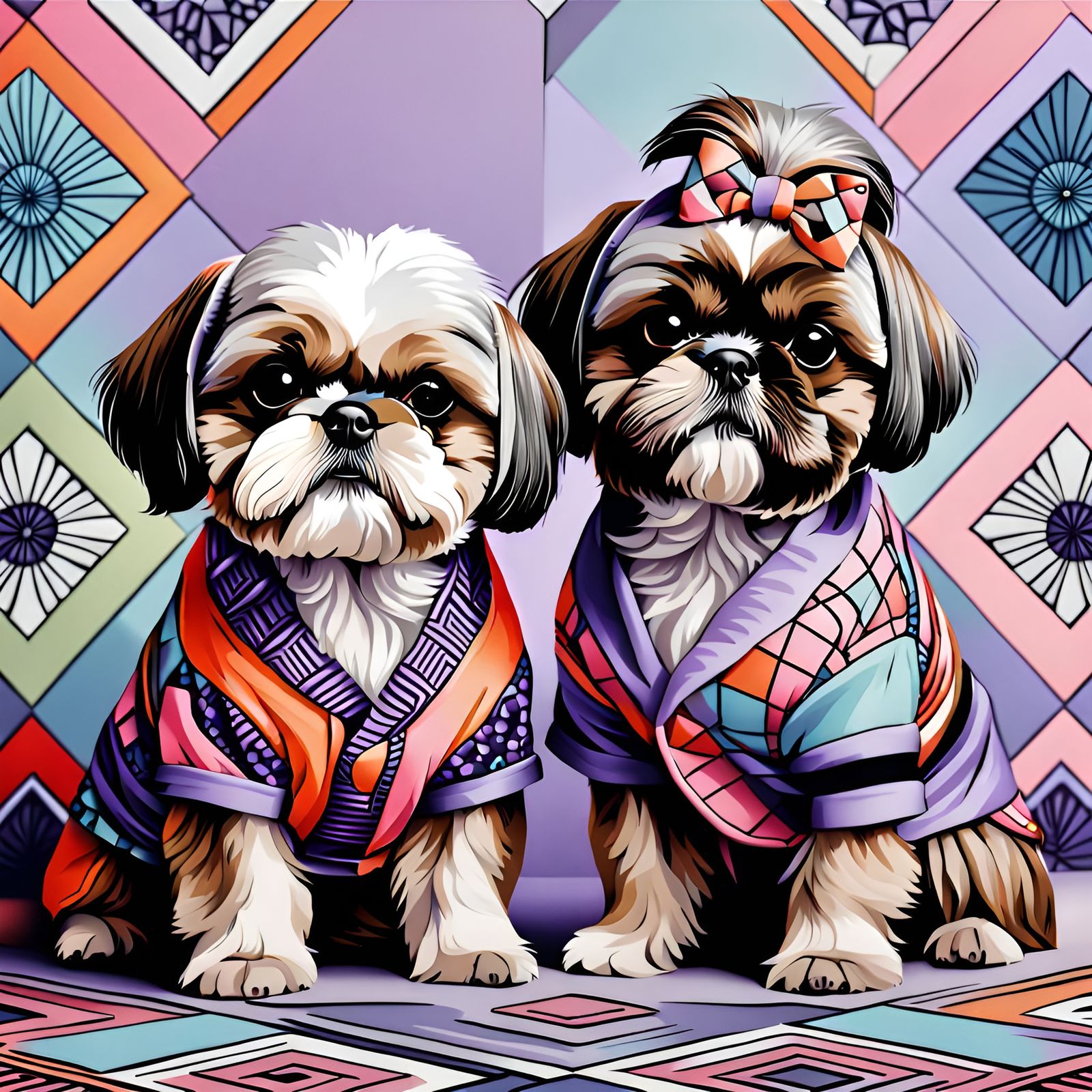 Well Dressed Shih-tzus - AI Generated Artwork - NightCafe Creator