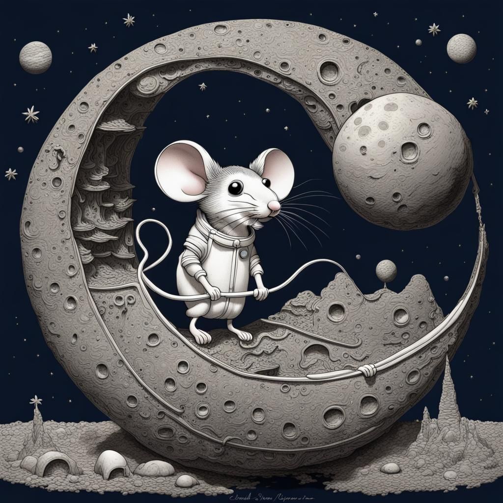 mouse has landed on the moon. extremely intricate - AI Generated ...