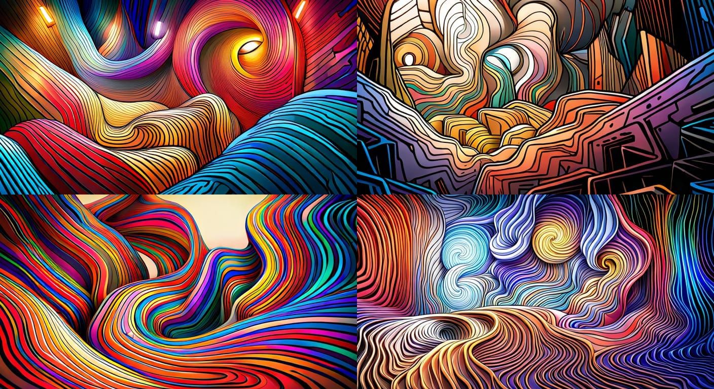 Line art maze of chaos and color - AI Generated Artwork - NightCafe Creator