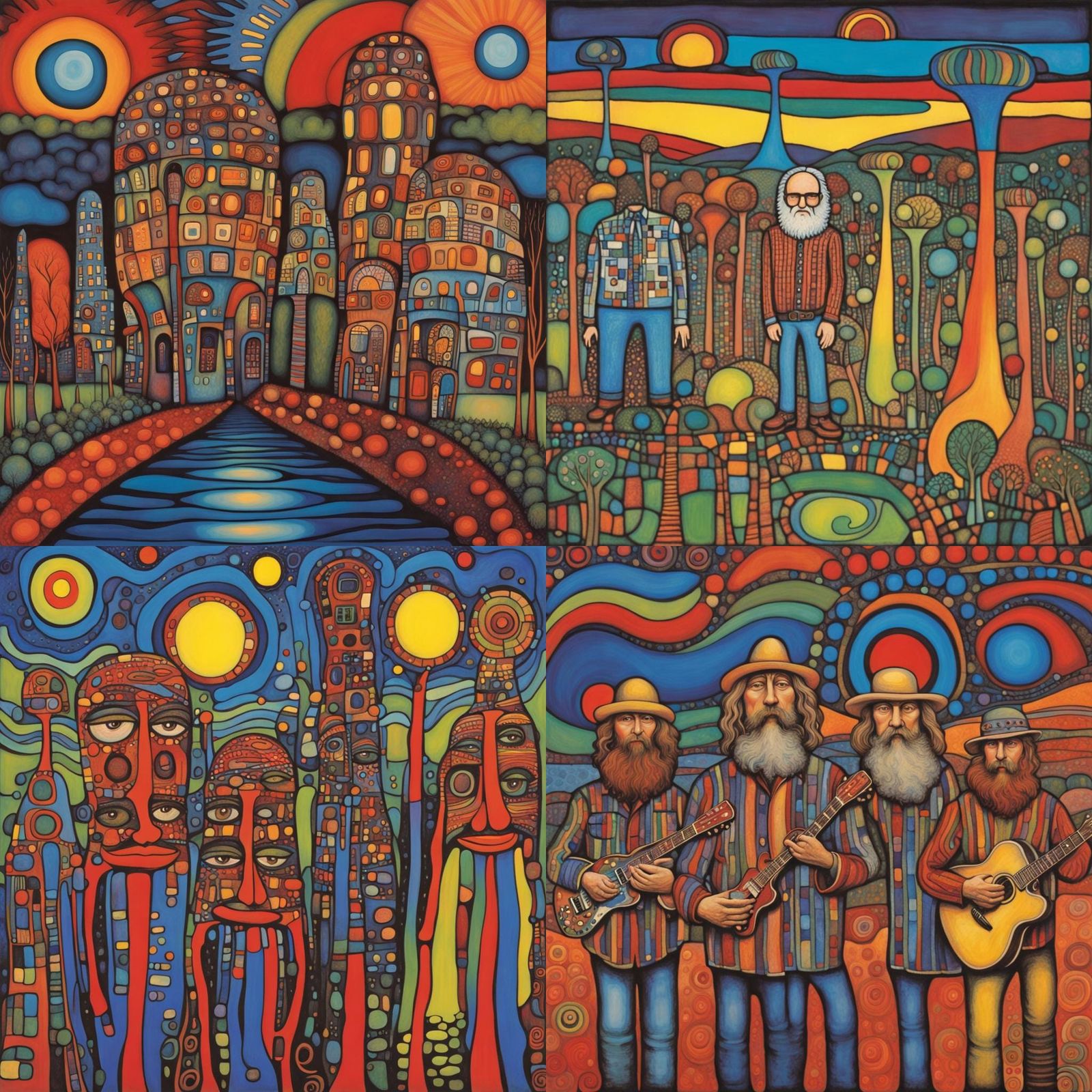 style Hundertwasser, creedence clearwater revival in concert, evening ...