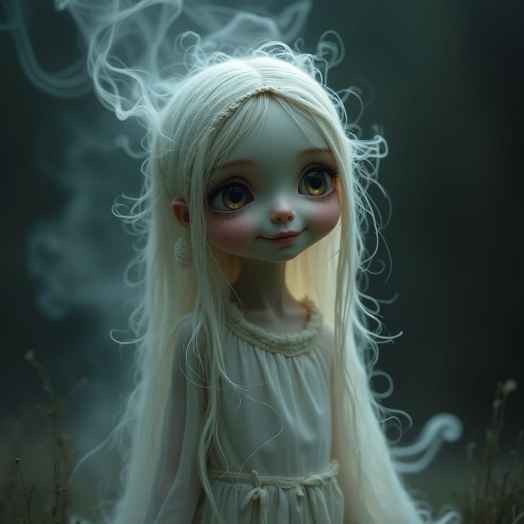 Tiny Tattered Ghost Embracing Lonely Courage - AI Art