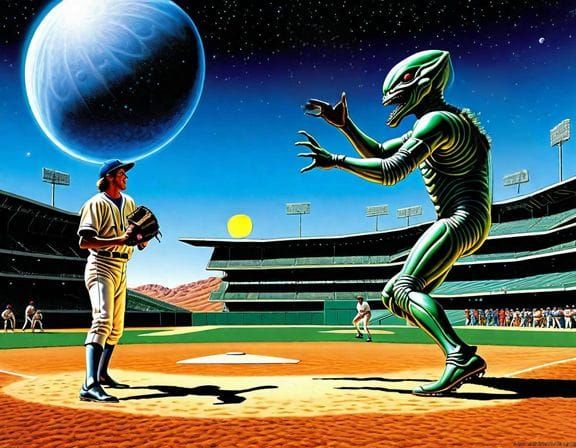 Aliens don't understand baseball - AI Generated Artwork - NightCafe Creator