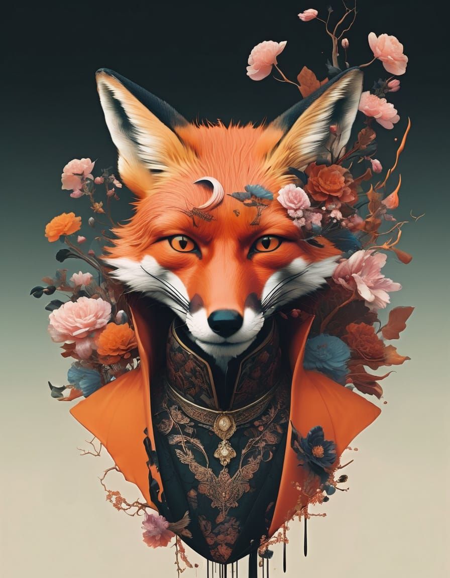 Surrealist Masterpiece: Man with Fox's Head in Hyp... - AI Art