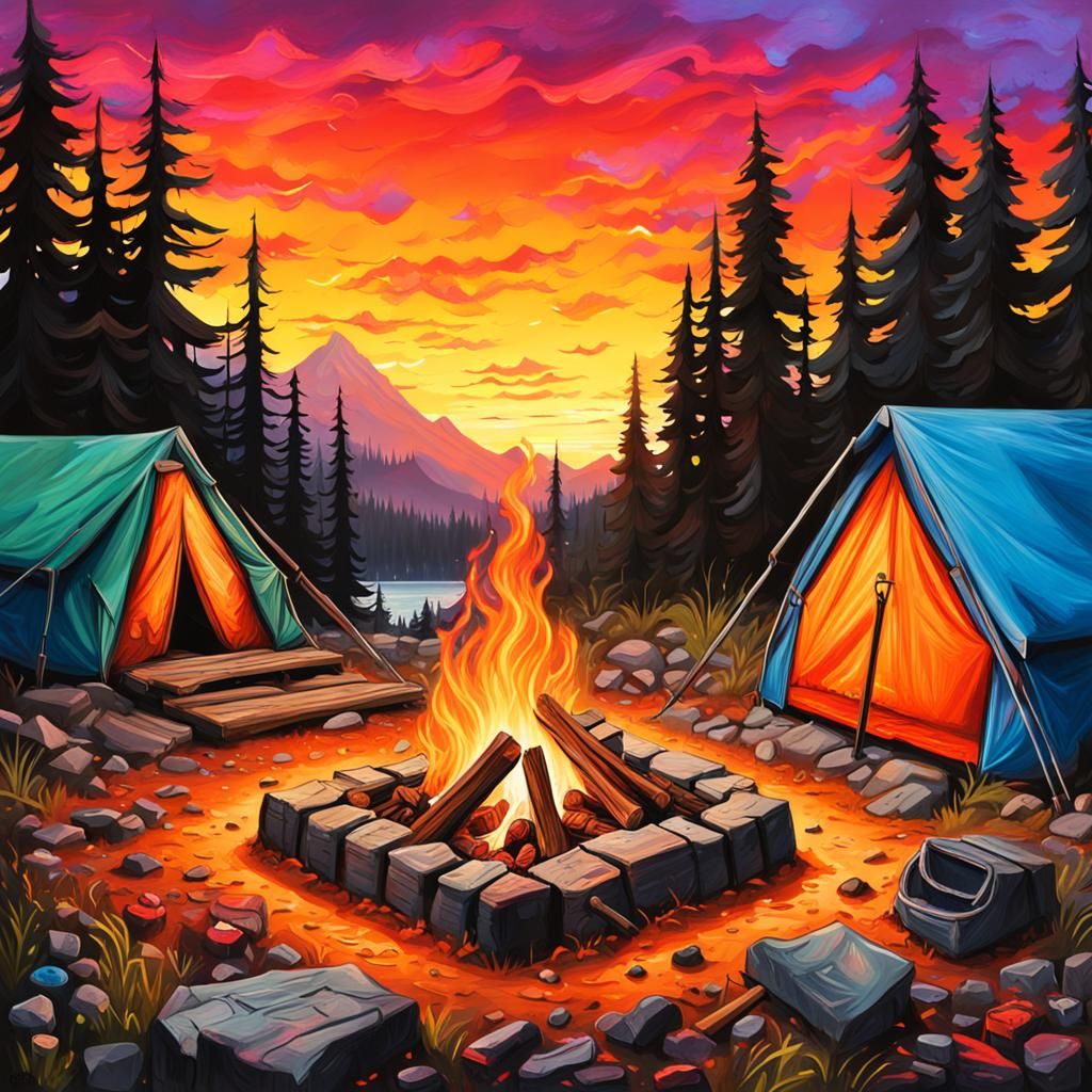 A camp sight in the Pacific Northwest 3 - AI Generated Artwork - NightCafe Creator
