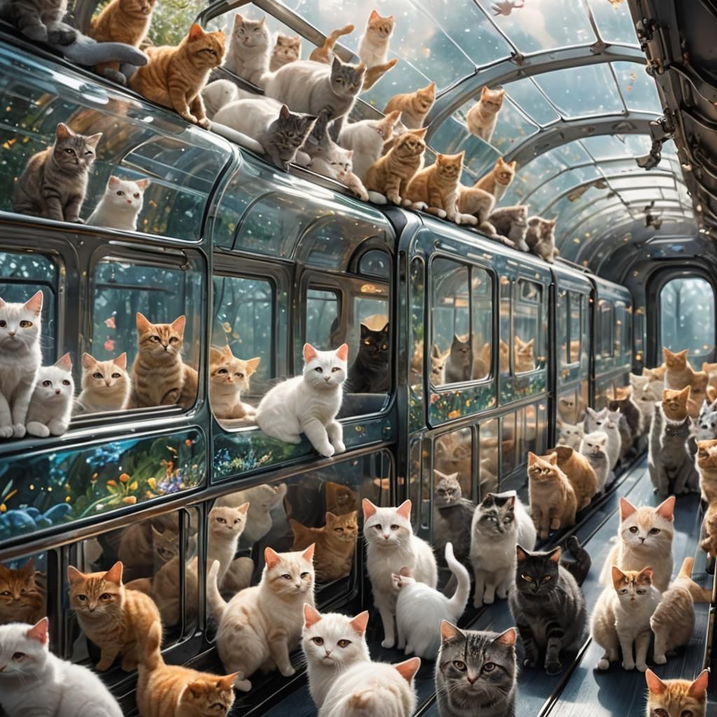 Cats on a Train - AI Generated Artwork - NightCafe Creator