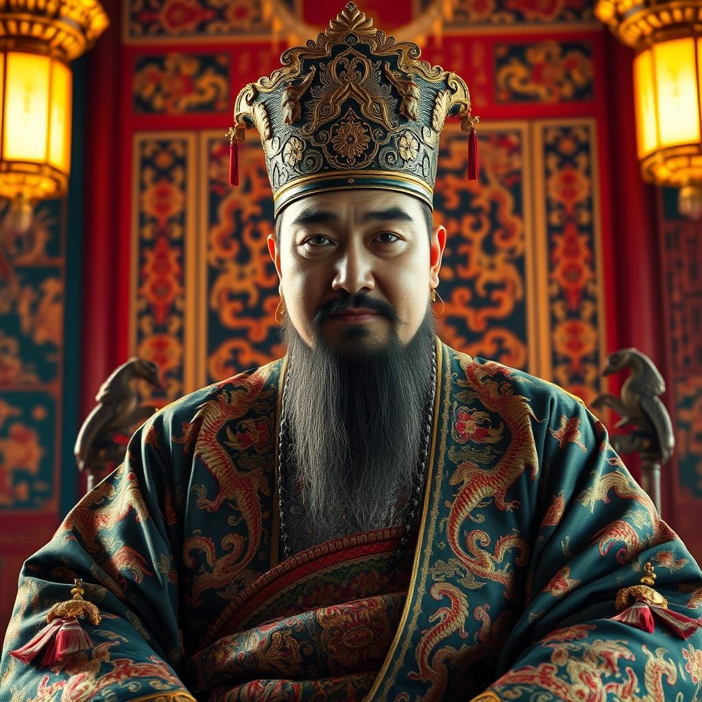 Majestic Kublai Khan in Imperial Chinese Regalia - AI Art