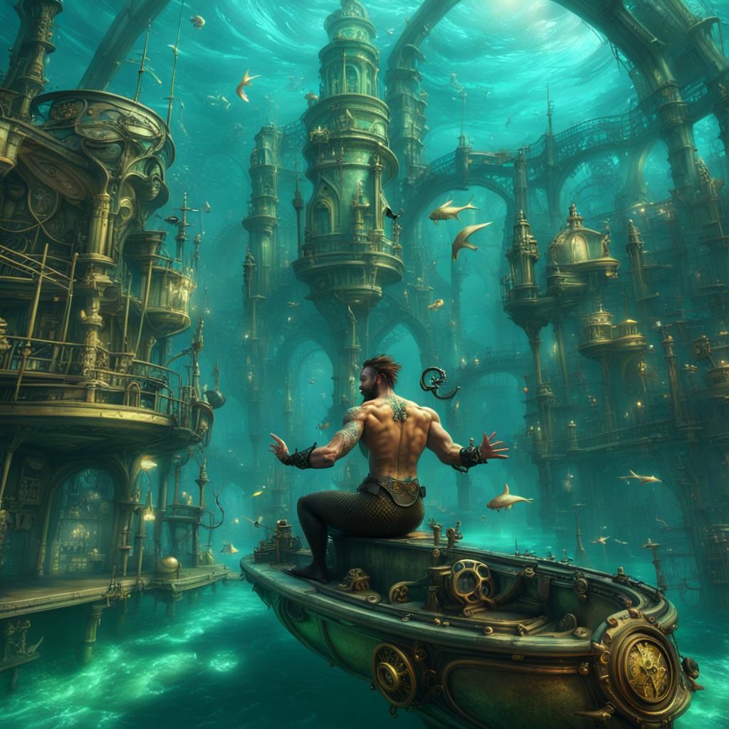 Steampunk Atlantis - AI Generated Artwork - NightCafe Creator
