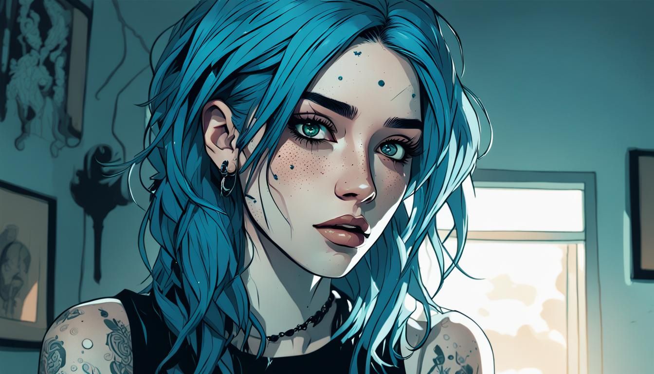 Goth Girl (cartoon) - AI Generated Artwork - NightCafe Creator