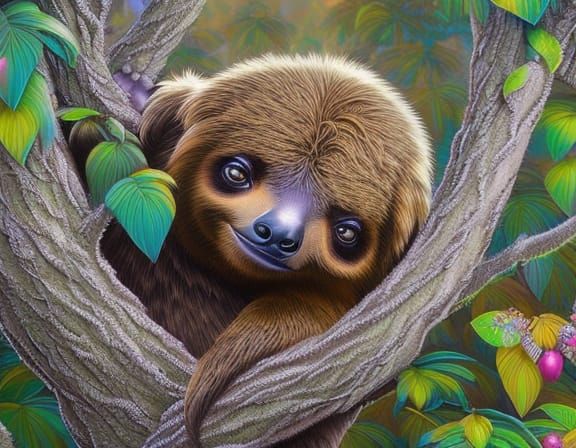 Cute Sloth 2 - AI Generated Artwork - NightCafe Creator