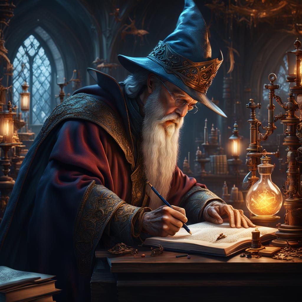 handsome wizard studying in lab - AI Generated Artwork - NightCafe Creator