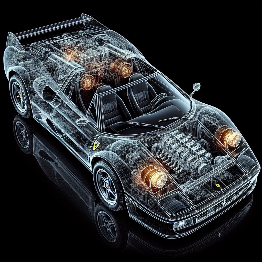 Ferrari 358 Spider x-ray - AI Generated Artwork - NightCafe Creator