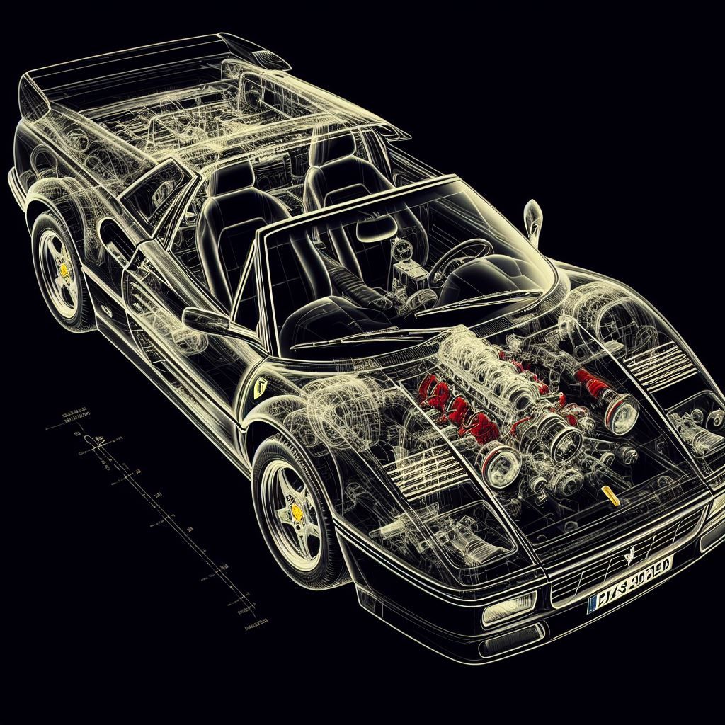 Ferrari 348 Spider x-ray - AI Generated Artwork - NightCafe Creator