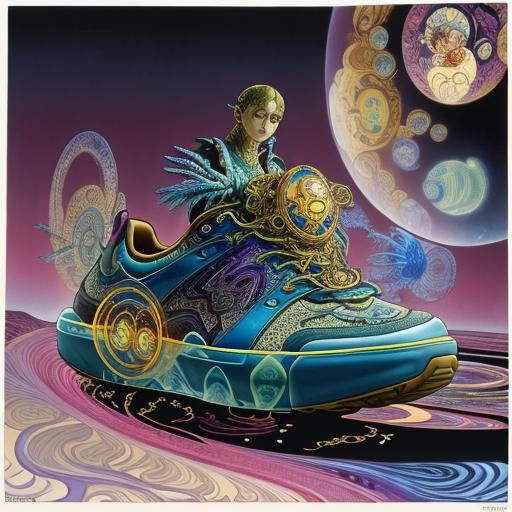 A hell dimension inside a shoe holographic, Mandelbrot,magnificent ...