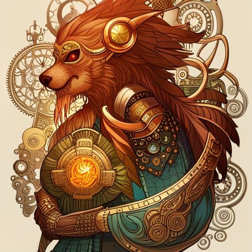 steampunk aztec werewolf - AI Generated Artwork - NightCafe Creator