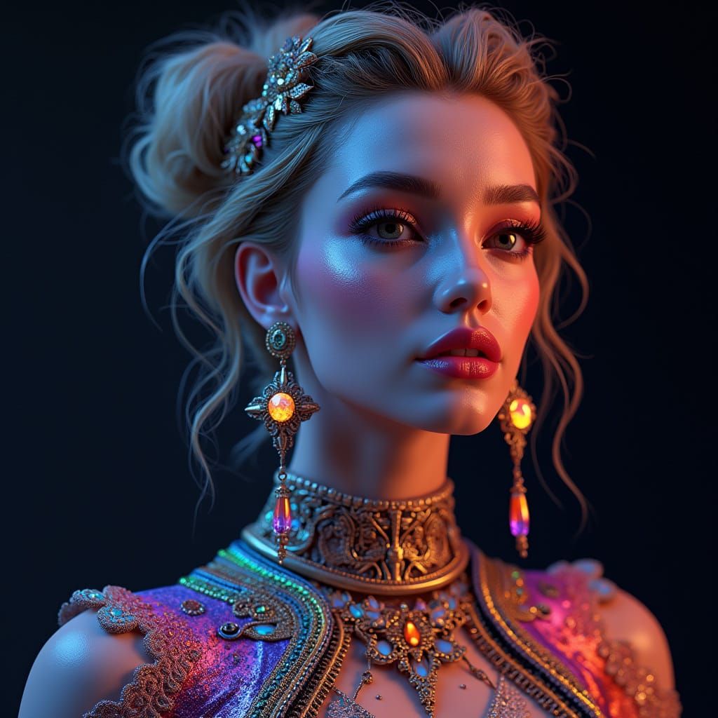 Hyperrealistic Portrait of a Futuristic Goddess - AI Art