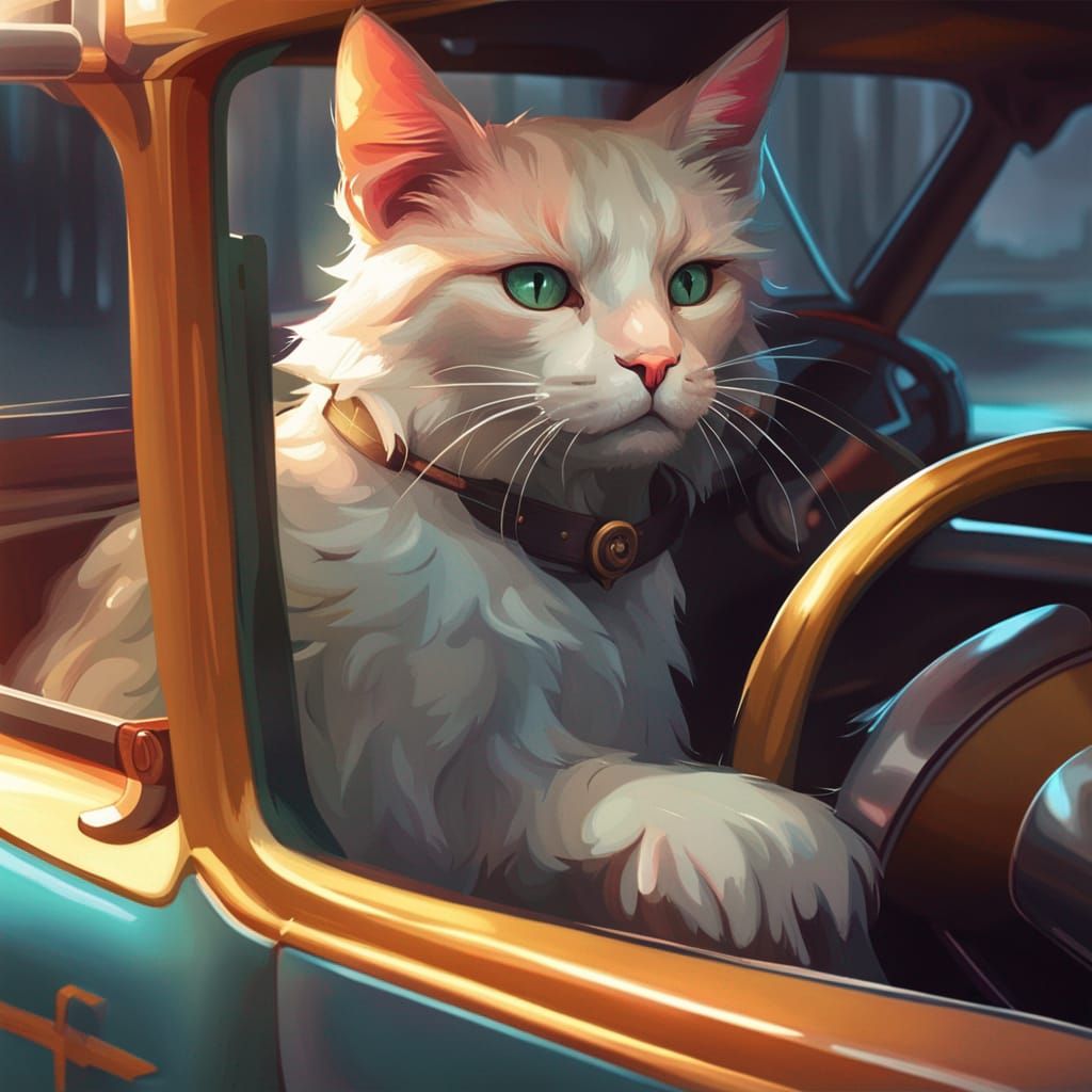 Cat driver - AI Generated Artwork - NightCafe Creator