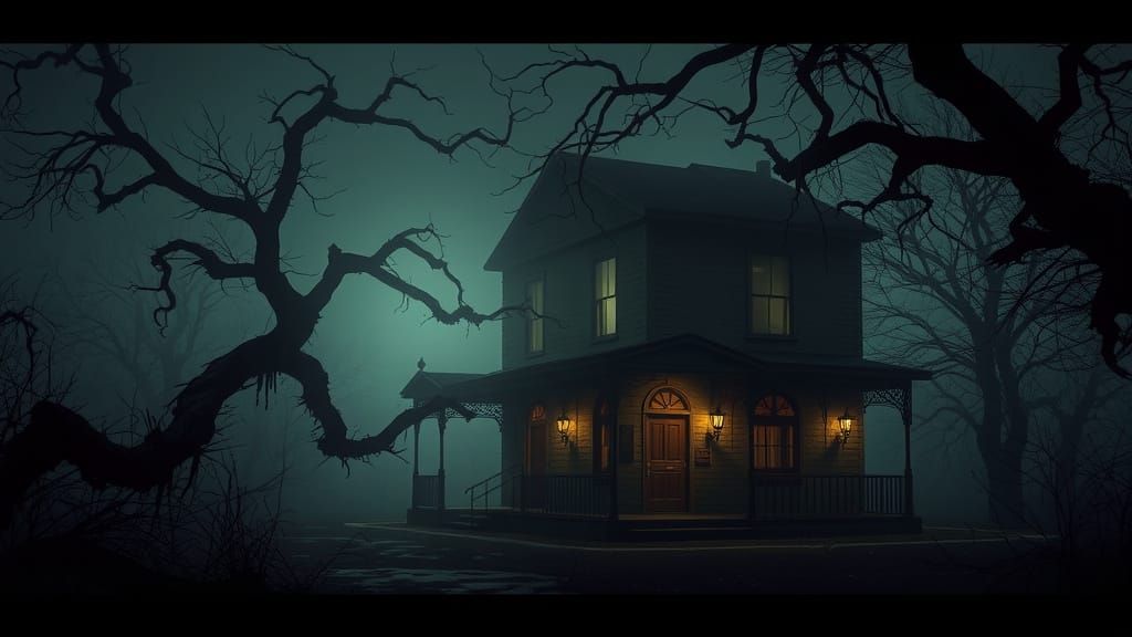 Haunted Fire Station at Dawn, a Dark, Gothic Art P... - AI Art